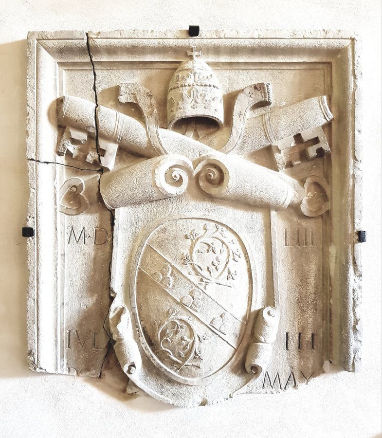 Ancient Greek Shield on the Wall of an Ancient Temple in Greece. Stock ...