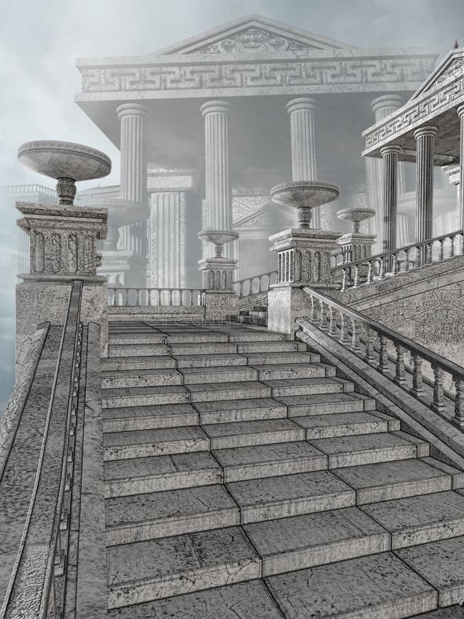Ancient Greek stairs stock illustration. Illustration of fantasy - 42088156