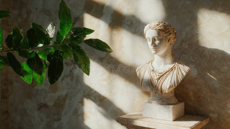 Ancient Greek Statue in a Garden Setting Stock Illustration ...