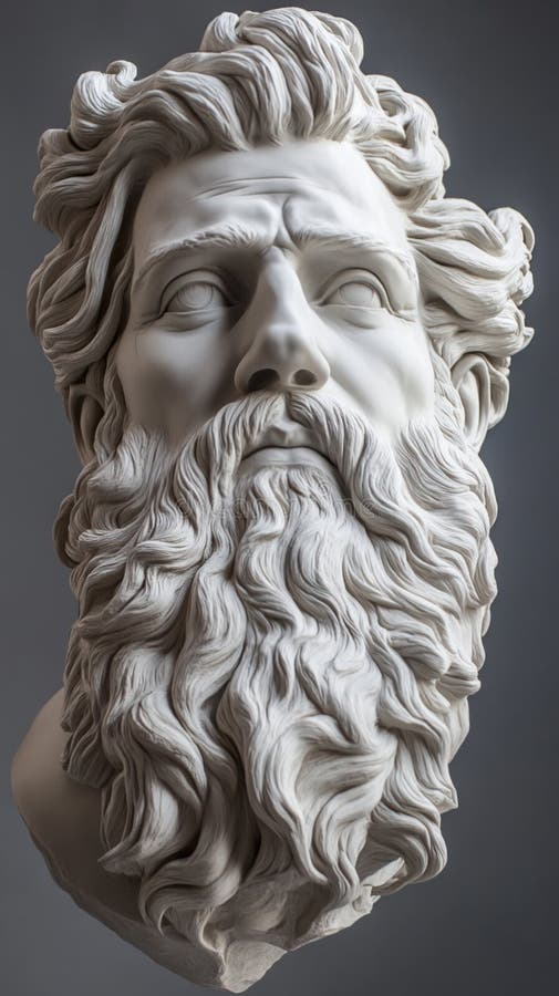 Ancient Greek Statue, Portrait of Poseidon Stock Illustration ...