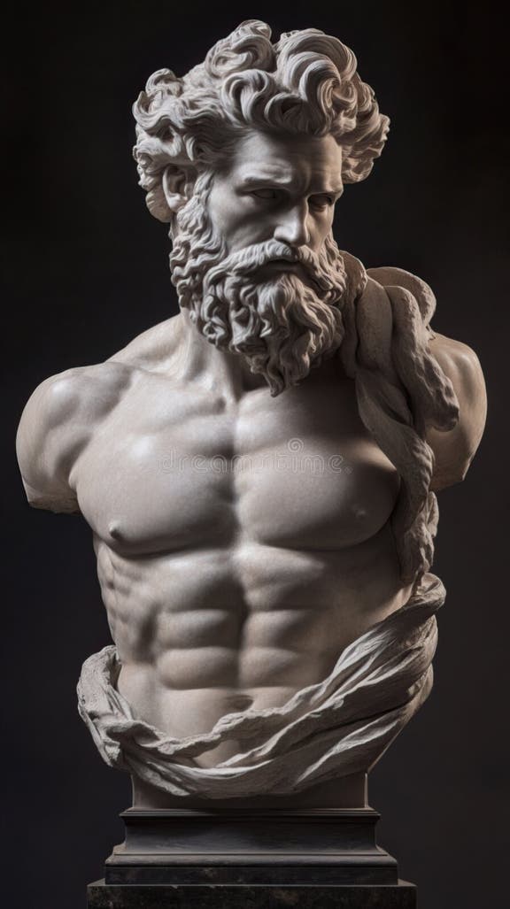 Ancient Greek Statue, Portrait of Poseidon Stock Illustration ...