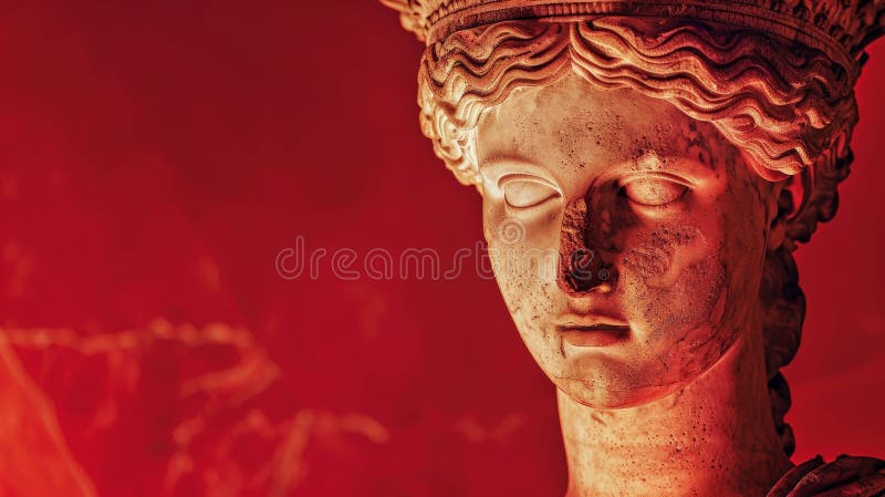 Ancient Greek Statue in Red Lighting Stock Illustration - Illustration ...