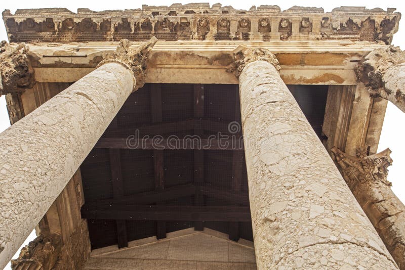 Ancient Greek Temple with Columns, Bottom View. Stock Image - Image of ...