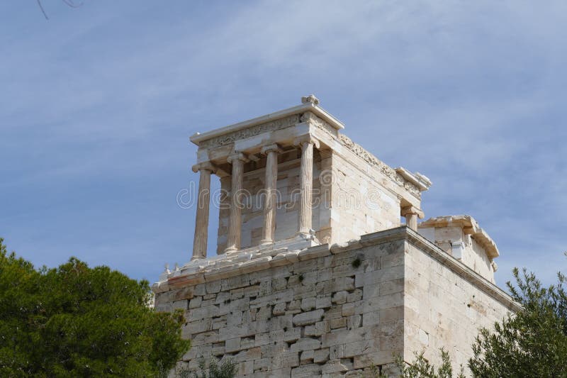Temple of Athena Nike Ancient Architectural Detail in Athens Stock ...