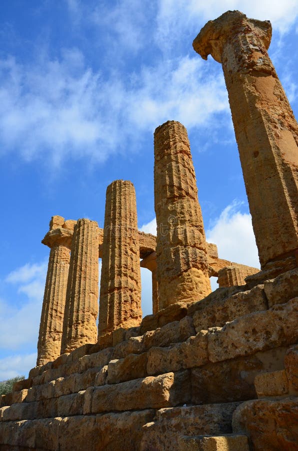 Ancient Greek Temple of Juno God, Agrigento, Sicily, Italy Stock Photo ...