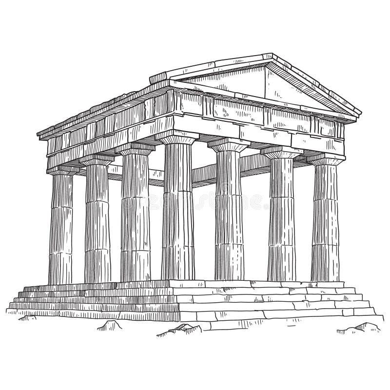 Greek Doric Temple Drawing Stock Illustrations – 310 Greek Doric Temple ...