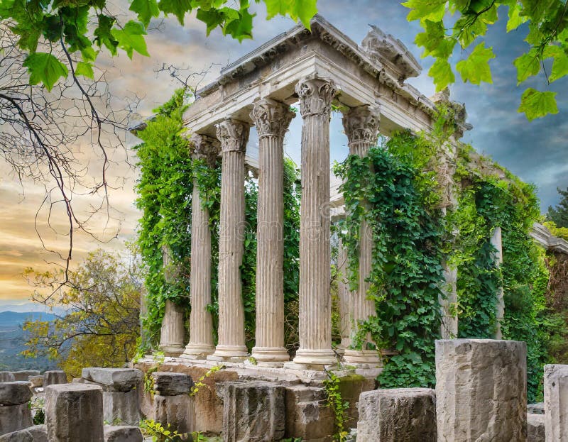 Ancient greek temple ruins stock illustration. Illustration of temple ...