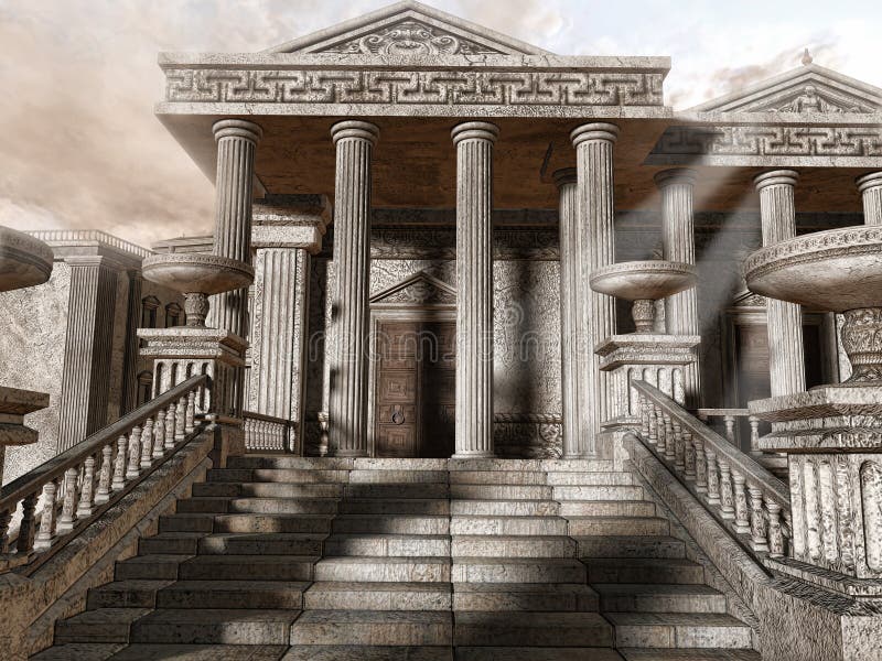 Ancient Greek temple stock illustration. Illustration of background ...