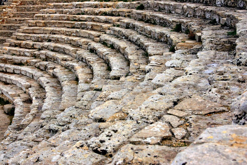 Ancient Greek Theater Marble Stairs, Sicily Stock Image - Image of ...