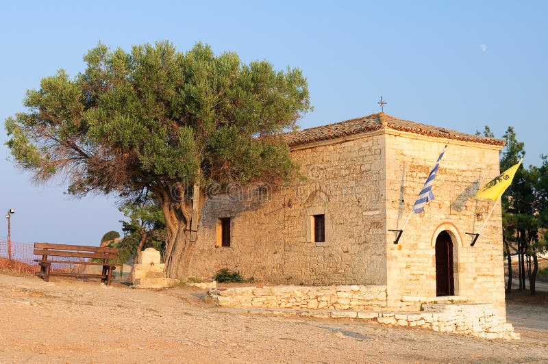 Ancient Greek Tower at Sunset. Stock Image - Image of tower, greece ...