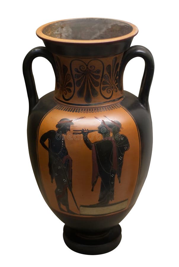 Ancient Greek Vase in Black Over Red Ceramic Stock Image - Image of ...