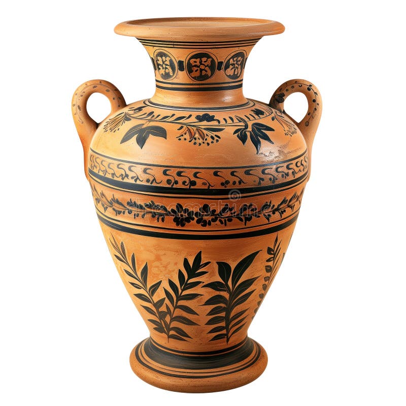Ancient Greek Vase with Traditional Patterns Isolated on White. Stock ...