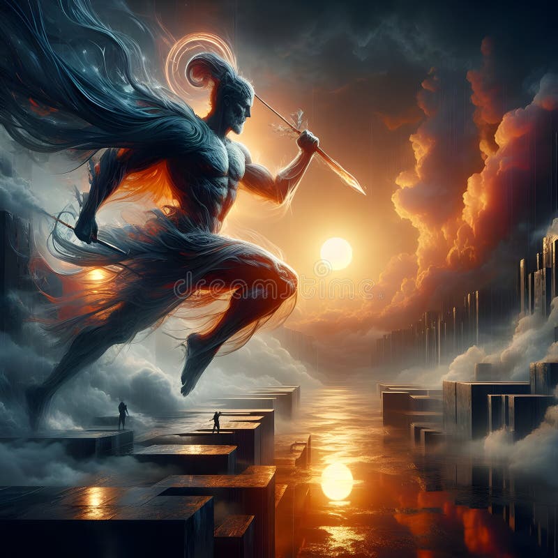 Ancient Greek Warrior in Front of Abstract Background Stock ...