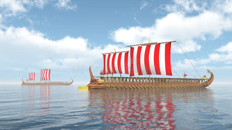 Ancient Greek Warships stock illustration. Illustration of rowing ...