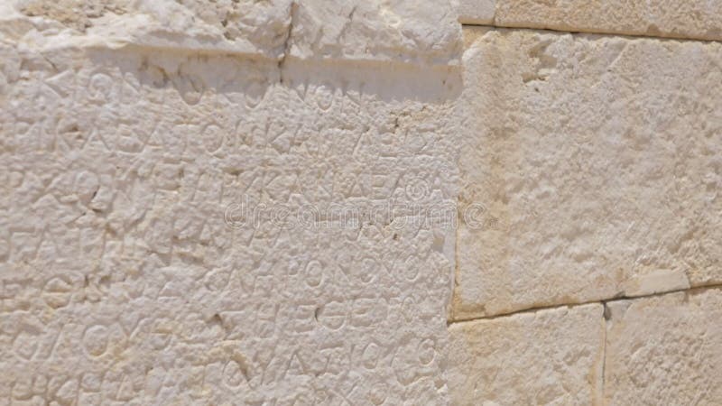 Ancient Greek Writing Chiseled on Stone Stock Video - Video of chisel ...