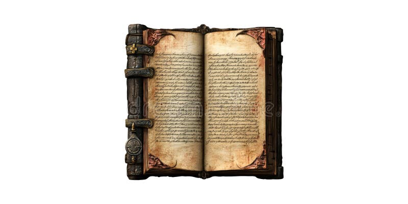 Ancient Grimoire with Ornate Binding and Handwritten Text. Mystical ...