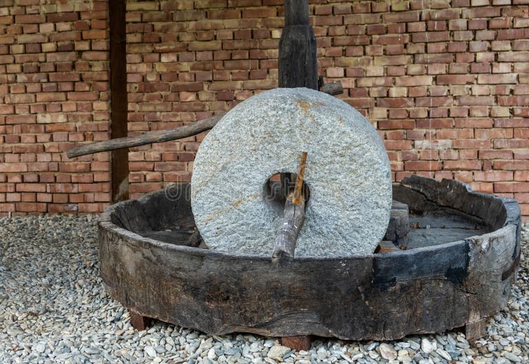 Ancient Grinding Stone from a Flourmill Stock Image - Image of food ...