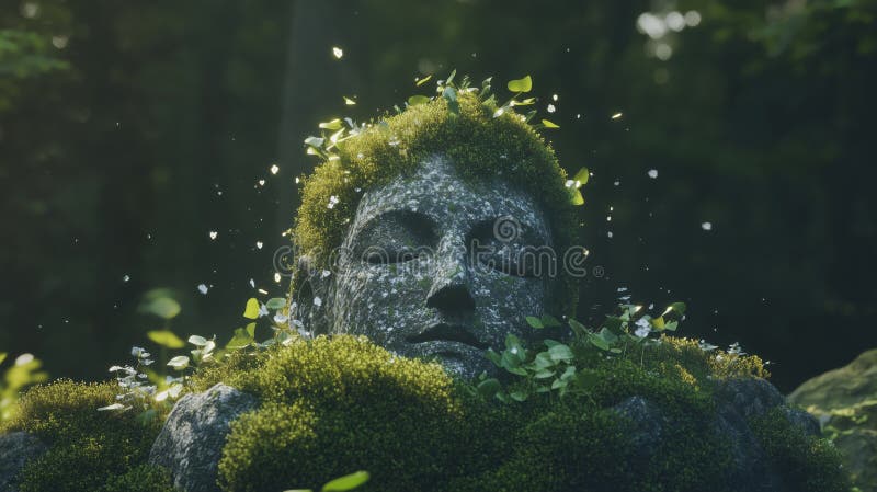 Ancient Guardian Stone Golem Emerging Moss Stock Photos - Free ...