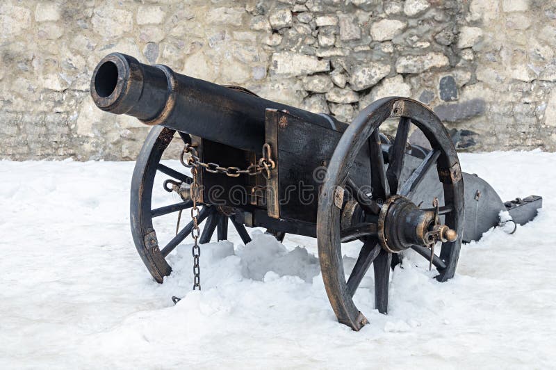 Ancient gun in the castle stock photo. Image of carpathians - 88673548