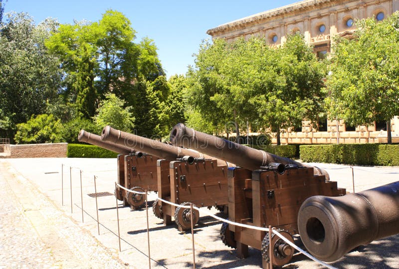 Ancient Guns in Alhambra Castle, Spain Stock Photo - Image of ...