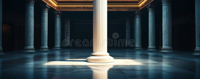 Ancient Hall with Marble Columns, Historical Architecture. Classical ...