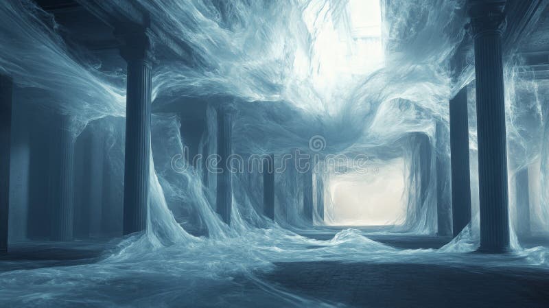 Ancient Hallway Enveloped in a Massive Web Stock Illustration ...