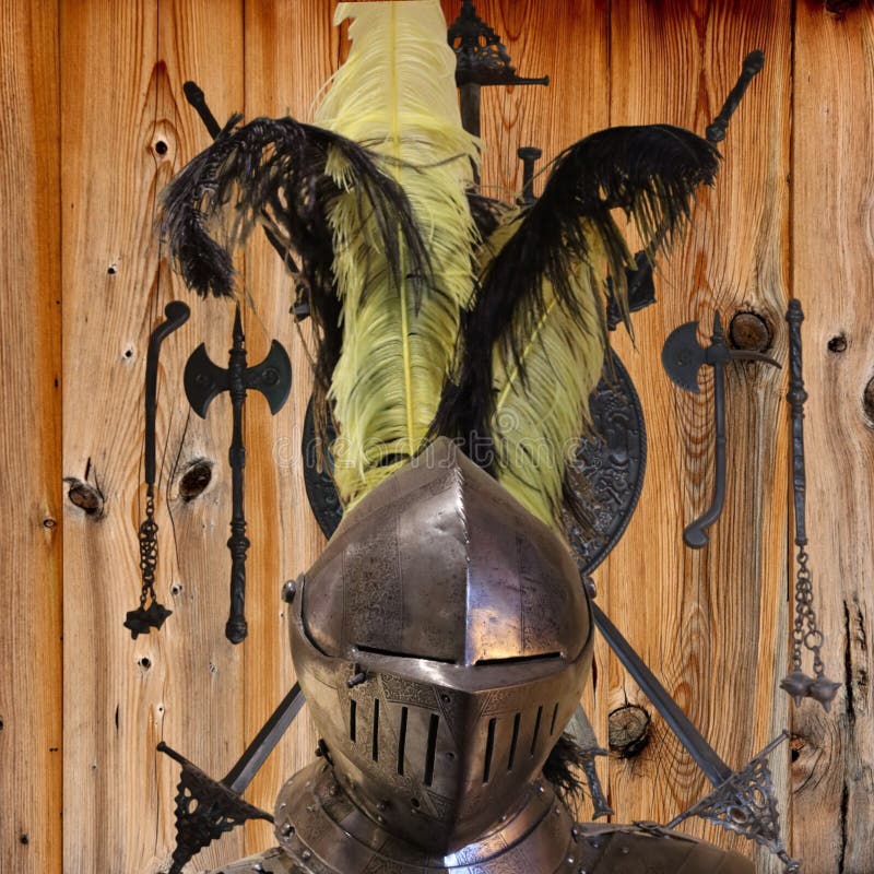 Ancient Helmet of an Armor with Plumage- Stock Image - Image of guard ...
