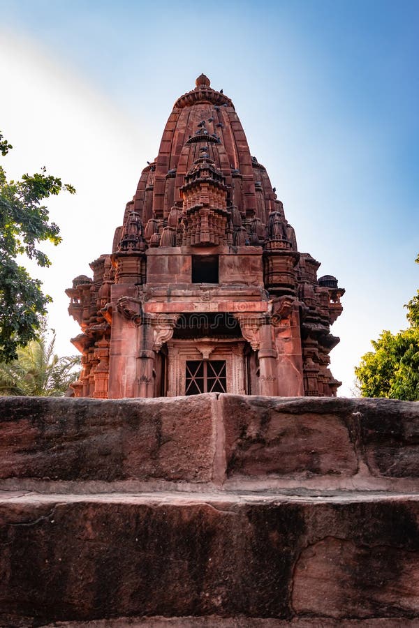 Ancient Hindu Temple Architecture with Bright Sky from Unique Angle at ...