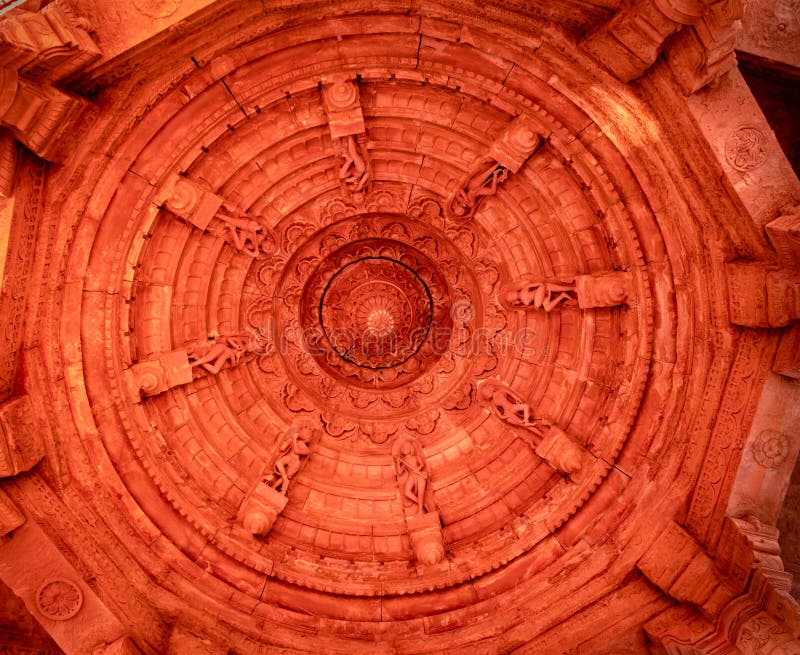 Ancient Hindu Temple Dome Inside Architecture from Unique Angle at Day ...