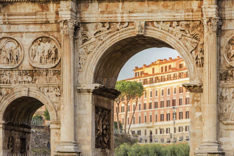 Ancient Historic Constantin Arc in Rome Stock Image - Image of arena ...
