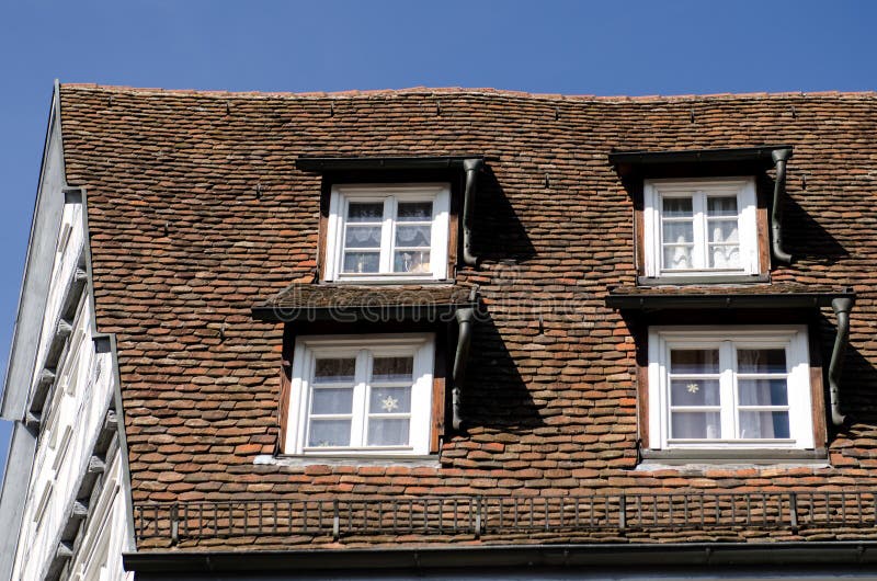 Ancient Historic Roof and Windows Stock Image - Image of residence ...