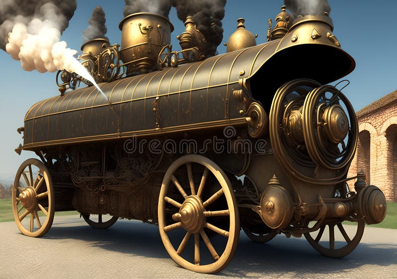 Ancient Historical Car with Steam Power, Generative AI Illustration ...
