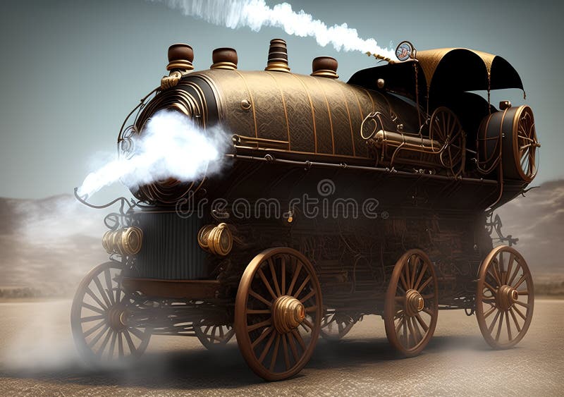 Ancient Historical Car with Steam Power, Generative AI Illustration ...