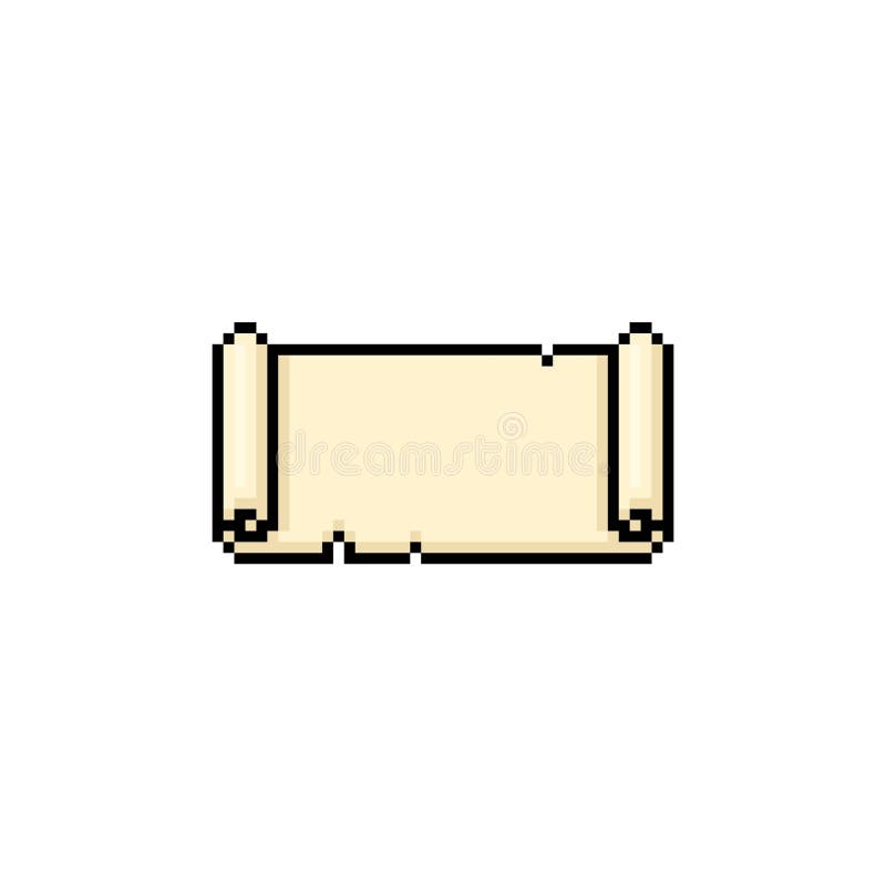 Ancient Horizontal Parchment Roll Black Outline Pixel Vector ...