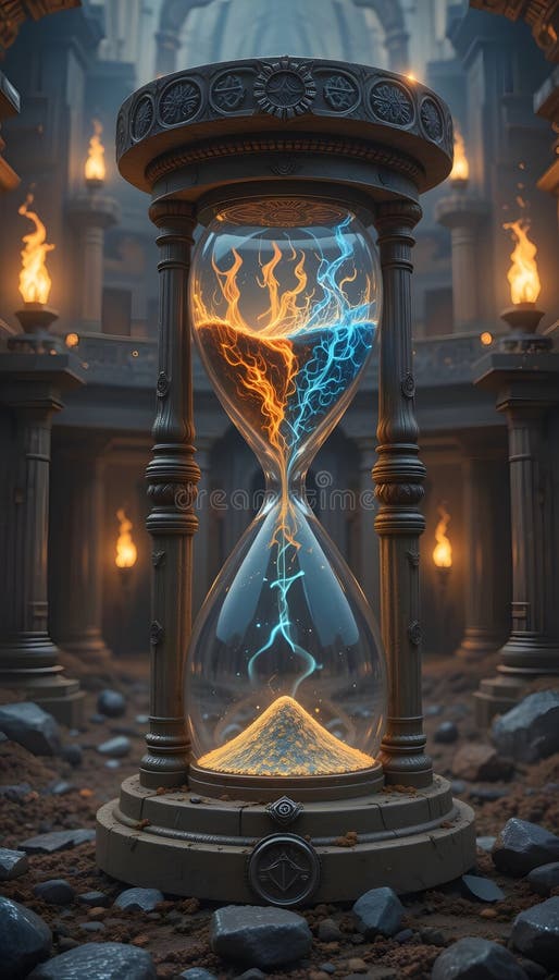 Ancient Hourglass of Elemental Power: a Digital Fantasy Artwork Stock ...