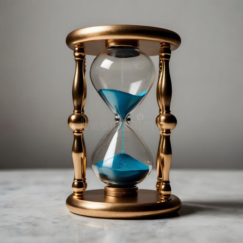 Ancient Hourglass Wooden Blue Sand Clock Timer Stock Illustration ...