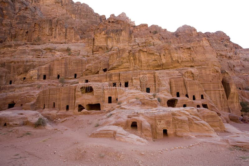 Ancient Houses at Petra Jordan Stock Photo - Image of middle, rock: 3806508