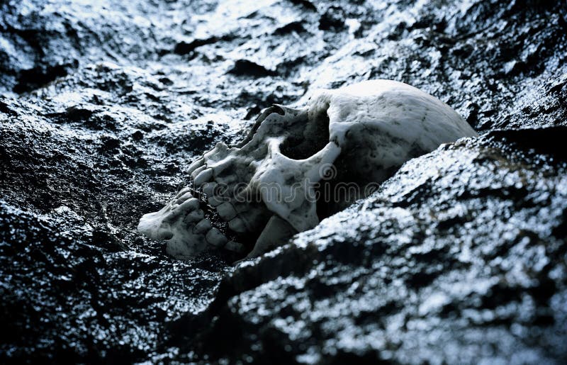Ancient Human Skull. Apocalypse Concept. 3d Rendering. Stock ...