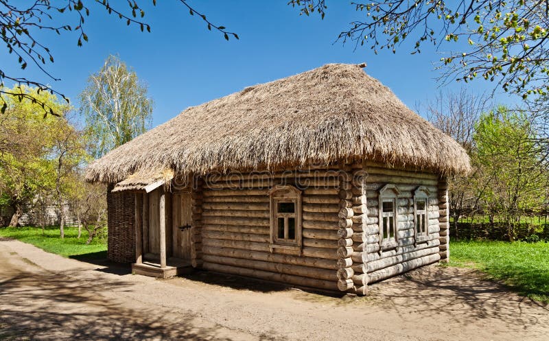 Ancient Russian log hut stock image. Image of wooden - 13221647