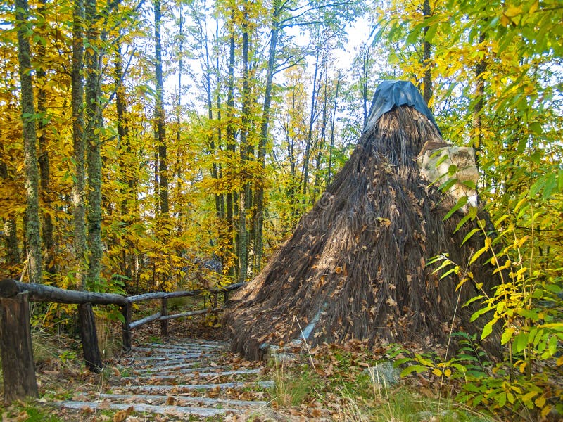 Ancient Hut on the Forest on Autumn Stock Image - Image of rural ...