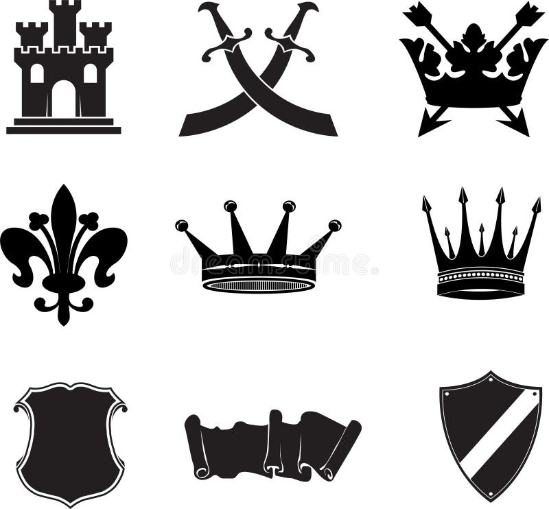 Sketched Medieval Icons Set Stock Vector - Illustration of protection ...