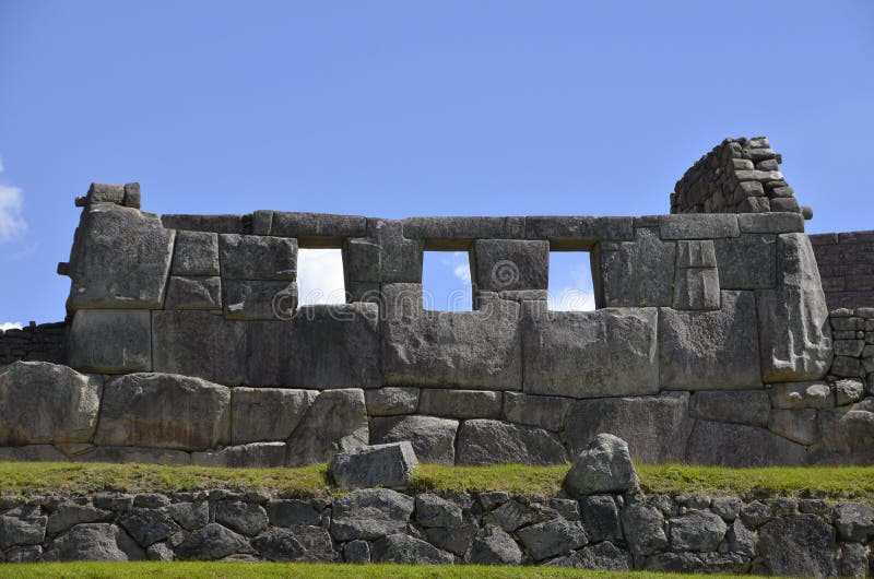 Ancient Inca Temple on Machu Picchu Stock Image - Image of landmark ...