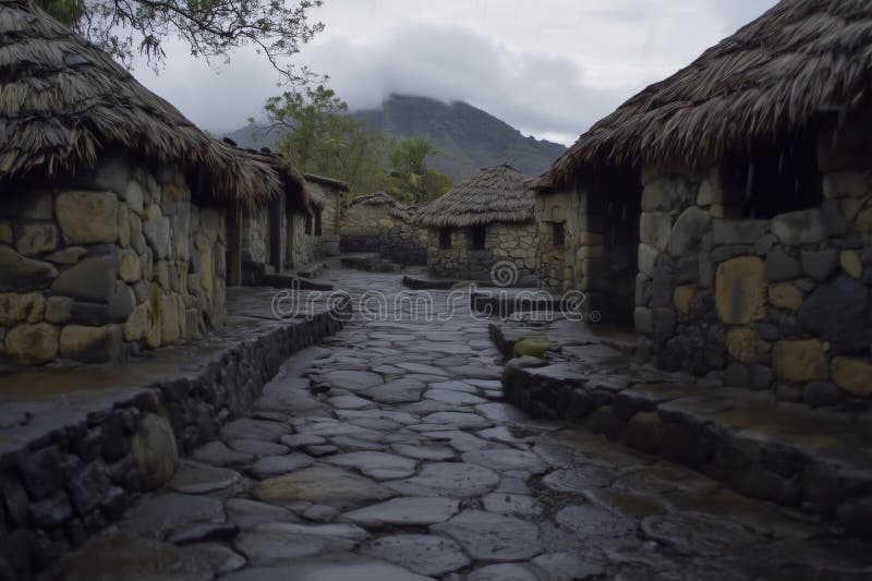 An ancient Inca village. stock photo. Image of tourism - 368118820