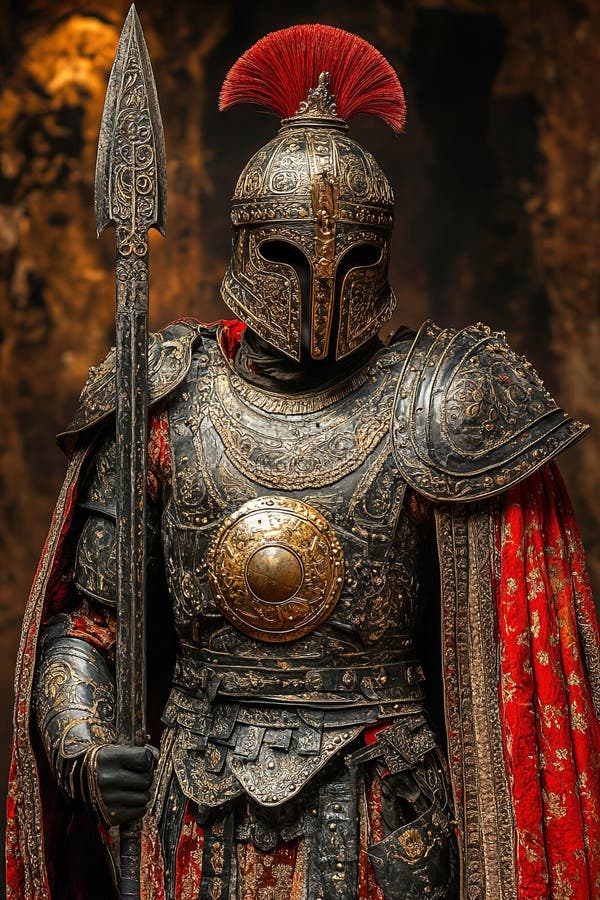 Ancient Indian Warrior in Full Armor with Spear Showcasing Traditional ...