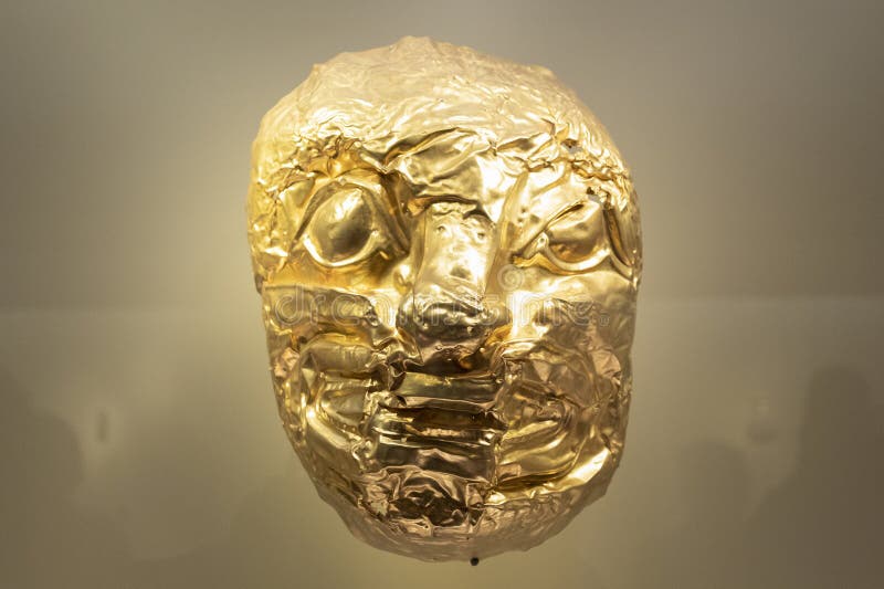 Ancient Indigenous Golden Mask Representating a Jaguar Face Editorial ...