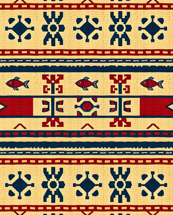 Indus Valley Weaving Pattern with Ritual, Fish, Symmetry, Seamless ...