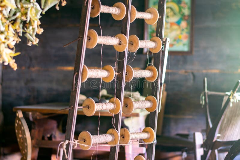 Ancient Interior of the Room of the Weaver. Stock Image - Image of mill ...