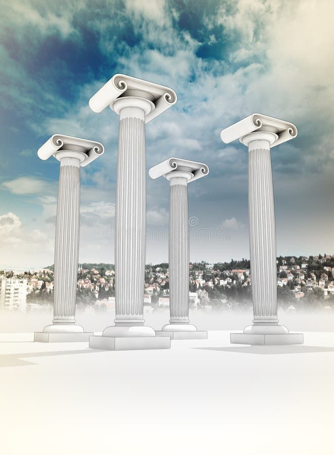 Ancient Ionian Column in the Square Formation Stock Illustration ...
