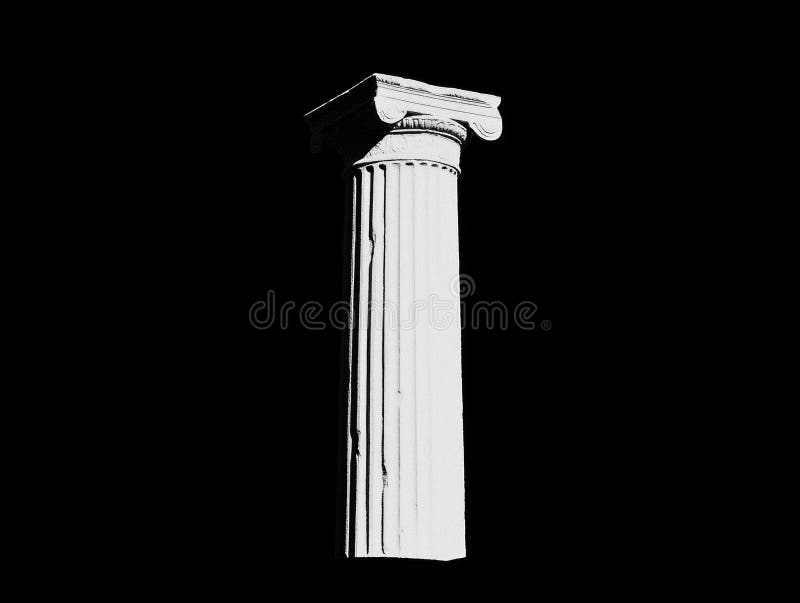 Ancient Ionic Column Against Black Background for Architecture Themes ...