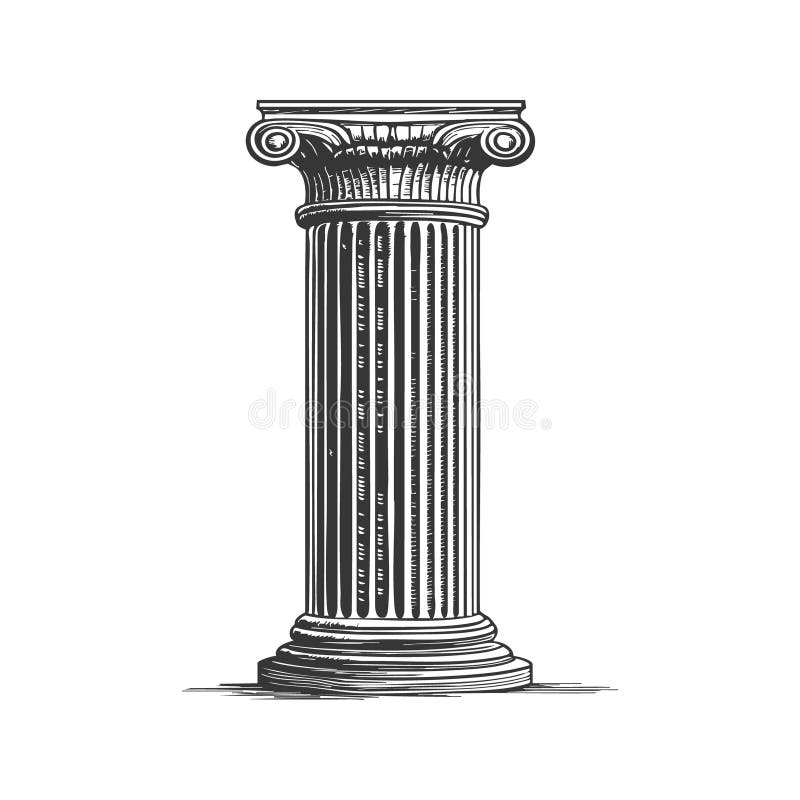 Isolated Ancient Ionic Column Gate with Architrave Stock Illustration ...